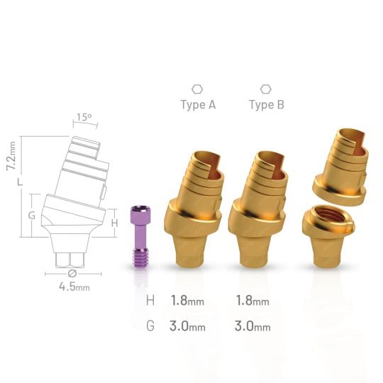 15° Angled Clicq-Base™ CAD/CAM Ti-Base compatible with DTI® DTI-1 Mini ...